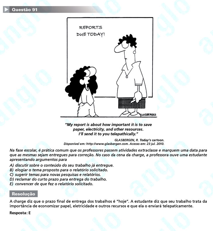 Enem 2011: Questão 91 (inglês) - Linguagens e Códigos (prova amarela ... Enem 2011: Questão 91 (inglês) - Linguagens e Códigos (prova amarela ...